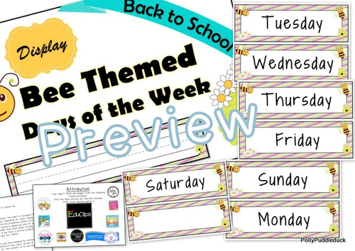 Bee Themed Days of the Week | Teaching Resources