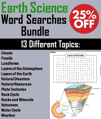 Earth Science Word Search Bundle | Teaching Resources