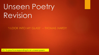 'I Look into My Glass' - Thomas Hardy Unseen Poetry | Teaching Resources