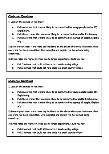 Classifying types of Crime | Teaching Resources