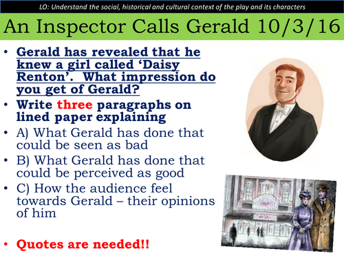 An Inspector Calls - Gerald - mini assessment KS4 | Teaching Resources