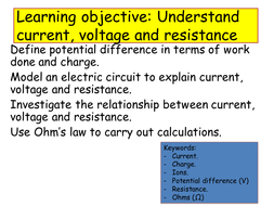 current voltage and resistance lesson GCSE | Teaching Resources
