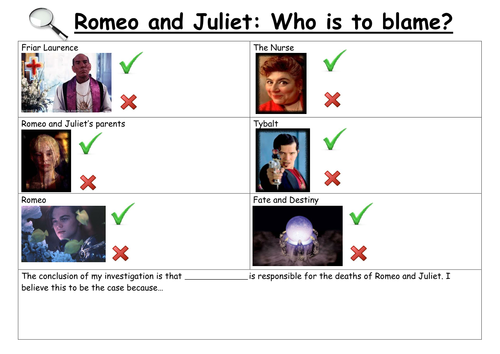 Who is to blame? Romeo and Juliet lesson | Teaching Resources