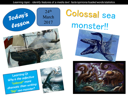 Colossal sea monster KS3 or KS2 media texts/fantasy/mythology ...
