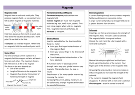 Magnets Revision Pack (AQA GCSE) | Teaching Resources