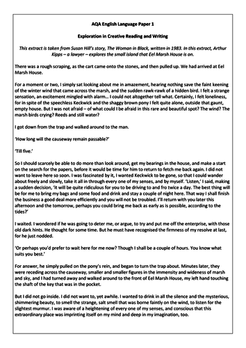 AQA English Language Paper 1 exam practice | Teaching Resources