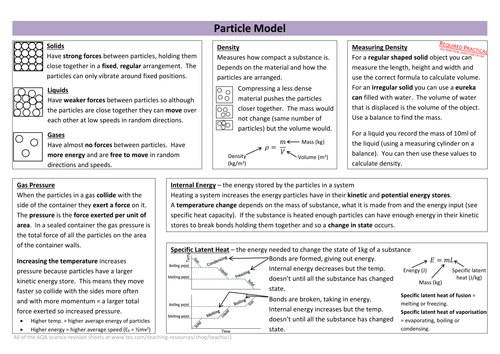 Particle Model Revision Pack (AQA GCSE) | Teaching Resources
