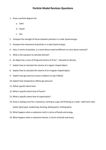 Particle Model Revision Mat & Questions (AQA GCSE) | Teaching Resources Particle Model Revision Mat & Questions (AQA GCSE) | Teaching Resources
