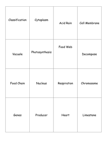 KS3 Biology Key Word Revision Cards | Teaching Resources