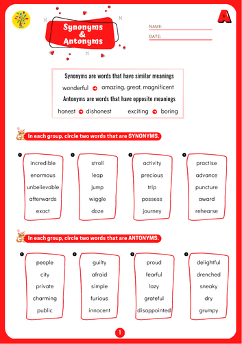Synonyms and Antonyms for ages 9-10 [UK Year 5] | Teaching Resources