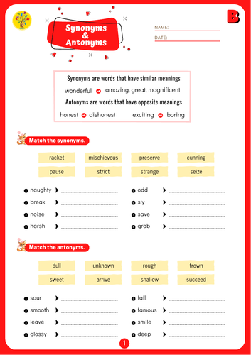 Synonyms and Antonyms for ages 9-10 [UK Year 5] | Teaching Resources
