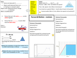 Forces and Motion revision mat (Differentiated with full answers ...