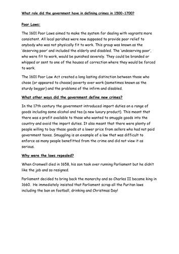 New Edexcel GCSE 9-1 Crime and Punishment 1000-present: 1500-1700 ...