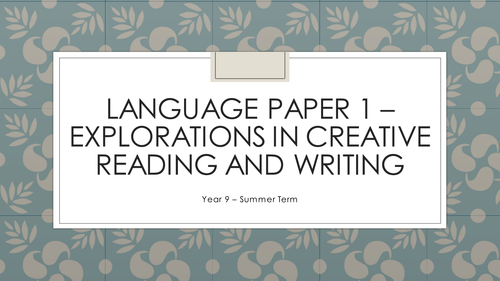 GCSE Language Paper 1: Explorations in Creative Writing | Teaching ...