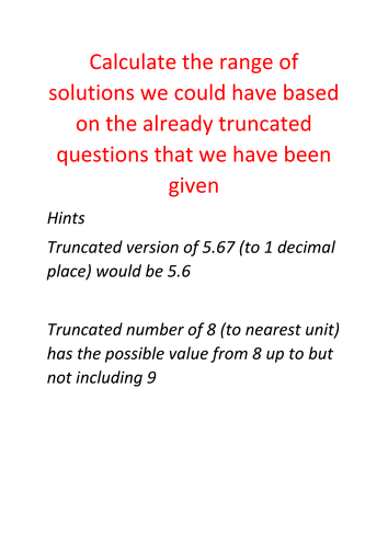 Truncation 3- calculate the max and minimum solution | Teaching Resources