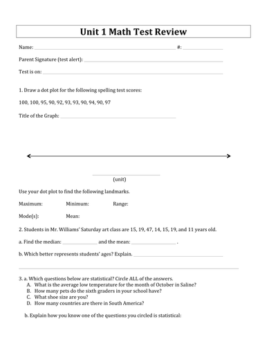 Everyday Math (EDM) 6th Grade Test Reviews and Answer Keys - Units 1-8 ...