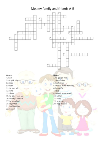 3 crosswords - French GCSE New Spec - Me, my family and friends ...