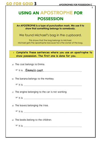 APOSTROPHES FOR POSSESSION | Teaching Resources