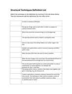 Structural Techniques Definitions Worksheet - English GCSE | Teaching ...