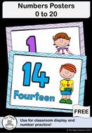 Numbers Posters 0 to 20 FREEBIE – 20 posters | Teaching Resources