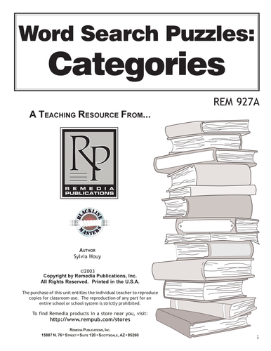 Word Search Puzzles: Categories | Teaching Resources