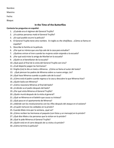 En el tiempo de las mariposas resources | Teaching Resources