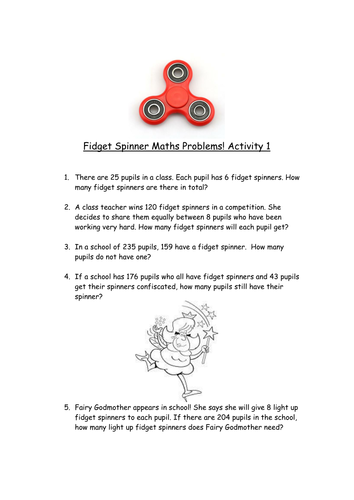 Fidget Spinner Worded Maths Problems | Teaching Resources