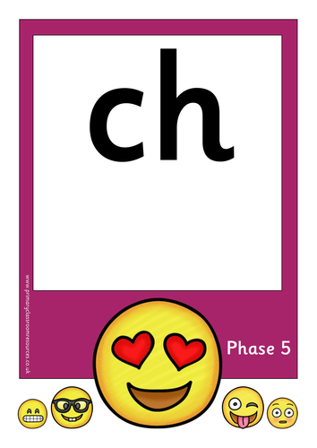 Emoji Themed Phase 5 Phonemes Large Teaching Resources