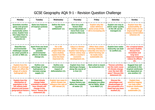 GCSE AQA 9-1 Revision Challenge | Teaching Resources GCSE AQA 9-1 Revision Challenge | Teaching Resources