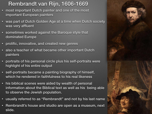 Rembrandt ~ Art History ~ Baroque Era ~ Painting & Etching ~ 173 Slides ...