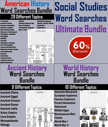 Social Studies Word Search Bundle | Teaching Resources
