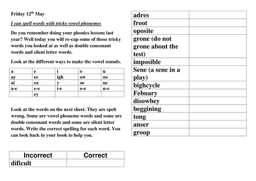 Guided spelling activities for year 3. | Teaching Resources