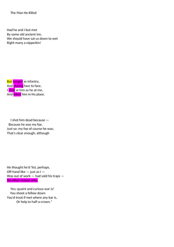 OCR Conflict Poetry Cluster - ALL poems analysed | Teaching Resources