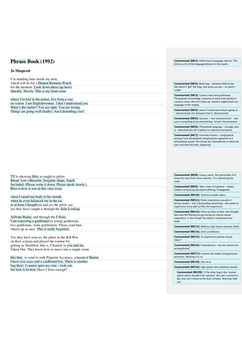OCR Conflict Poetry Cluster - ALL poems analysed | Teaching Resources