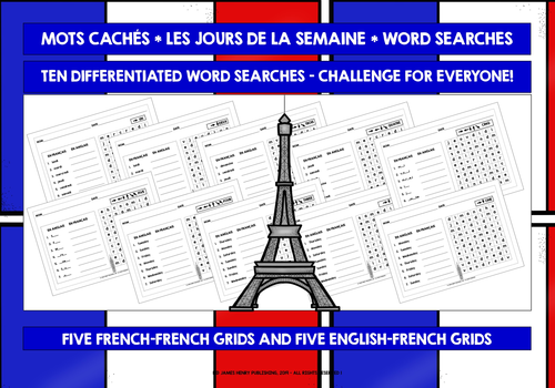 FRENCH DAYS OF THE WEEK WORD SEARCHES | Teaching Resources
