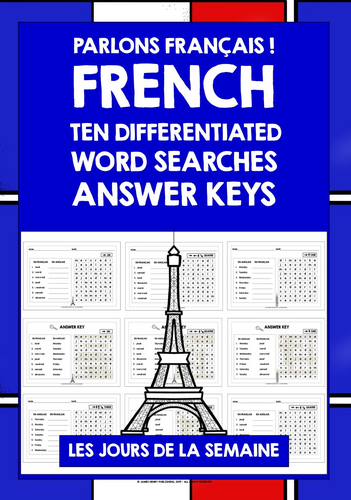 FRENCH DAYS OF THE WEEK WORD SEARCHES | Teaching Resources
