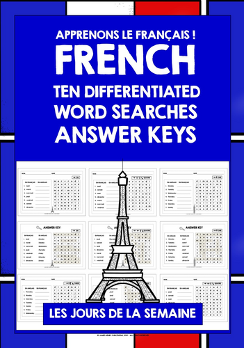 FRENCH DAYS OF THE WEEK WORD SEARCHES | Teaching Resources