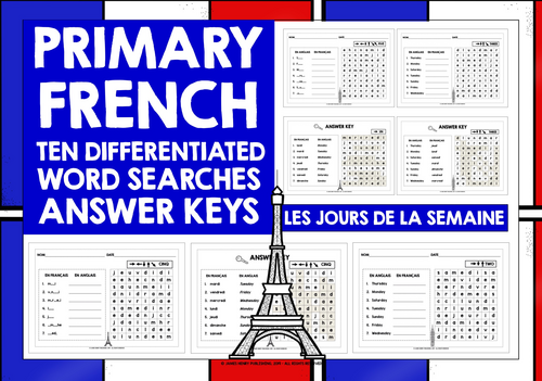 FRENCH DAYS OF THE WEEK WORD SEARCHES | Teaching Resources