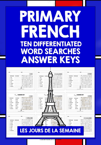 FRENCH DAYS OF THE WEEK WORD SEARCHES | Teaching Resources