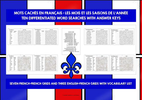 FRENCH MONTHS & SEASONS WORD SEARCHES | Teaching Resources