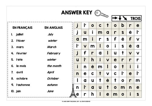 FRENCH MONTHS & SEASONS WORD SEARCHES | Teaching Resources