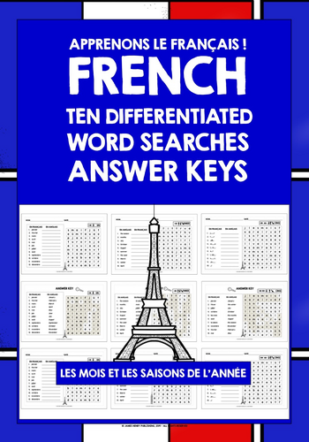 FRENCH MONTHS & SEASONS WORD SEARCHES | Teaching Resources