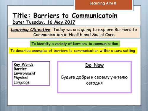 BTEC Lv2 Health and Social Care Unit 3- Effective Communication ...