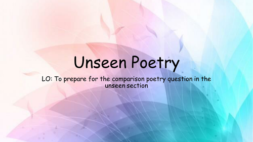 GCSE Lit Paper 2- Unseen Poetry | Teaching Resources