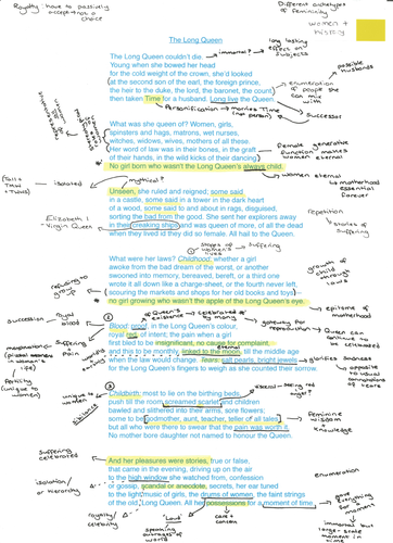 Feminine Gospels, Duffy: The Long Queen, poem analysis | Teaching Resources