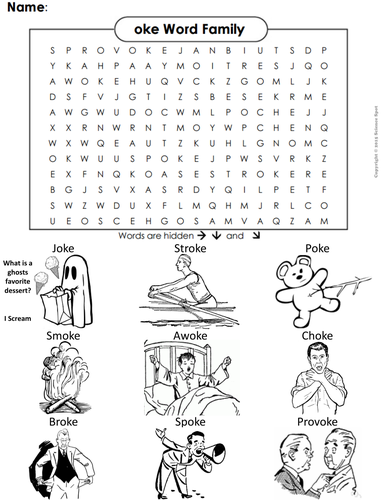 oke Word Family Word Search | Teaching Resources