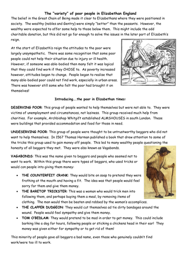 AQA 8145 Elizabeth 1 - Attitudes to the poor | Teaching Resources
