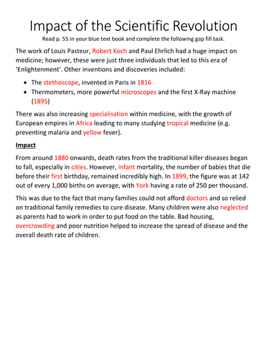 AQA History GCSE Britain: Health and the People - Scientific Revolution ...