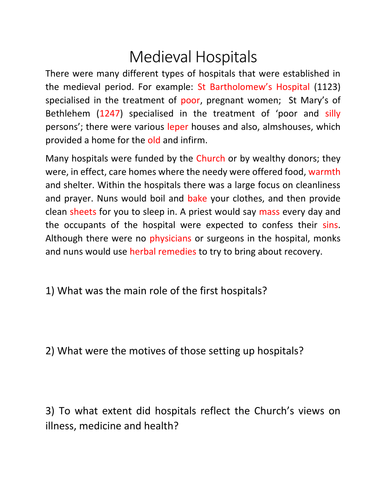 AQA History GCSE Britain: Health and the People - Medieval Medicine ...