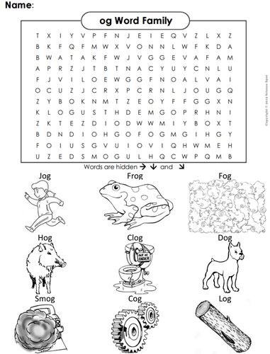 og Word Family Word Search | Teaching Resources